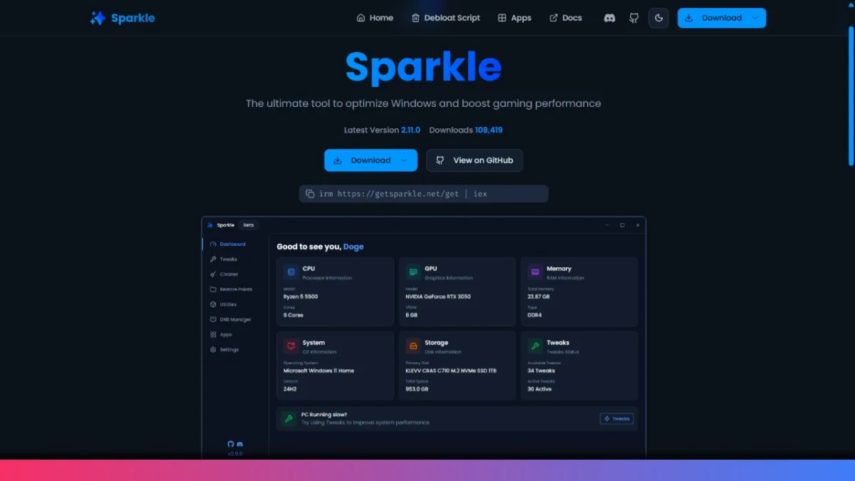 Sparkle Windows 11 Optimizer – Free Debloat Tool, Performance Tweaks ...